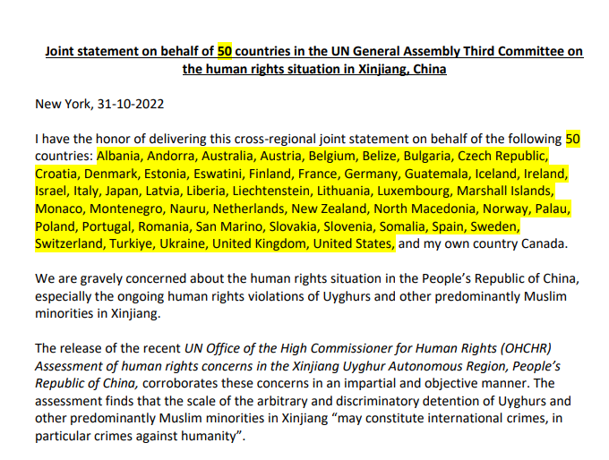 Joint statement on behalf of 50 countries in the UN General Assembly ...